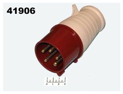 Разъем силовой штекер 5pin 32A (025) на кабель (11-8905)
