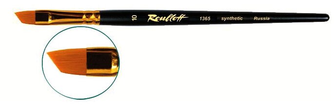 Кисть синтетика наклон 6 на короткой ручке матовая, с укороченной вставкой Серия 1365 ЖС6-06,05Ж