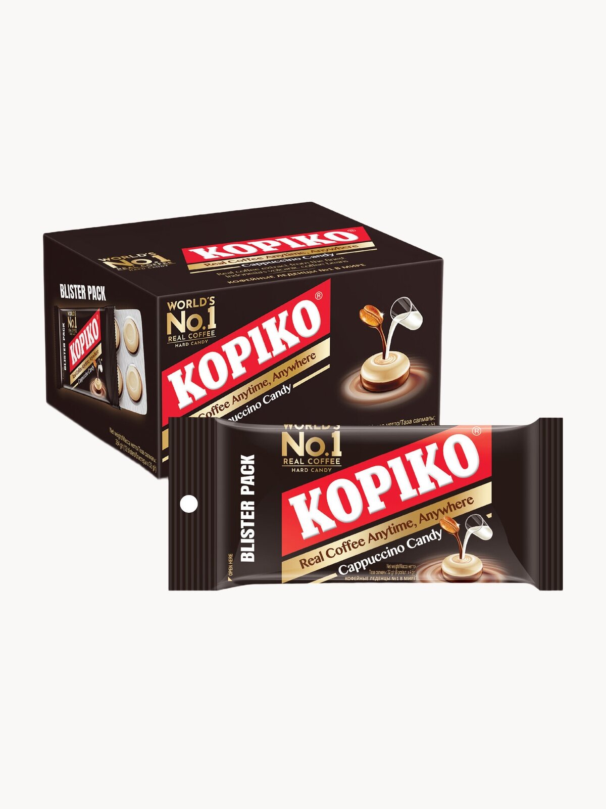 Леденцы KOPIKO Cappuccino Candy блистер, 12 блистеров