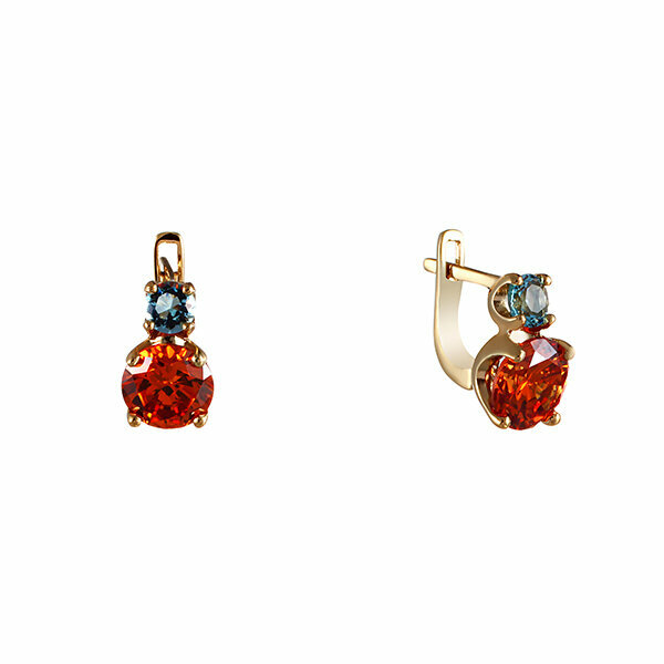 Серьги ЗлатаМира, серебро, 925 проба, фианит