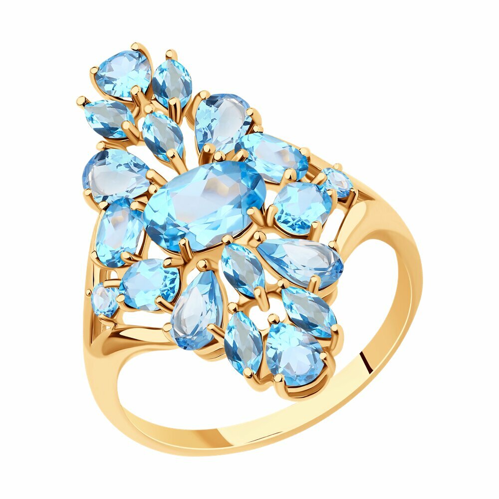 Кольцо, красное золото, 585 проба, топаз