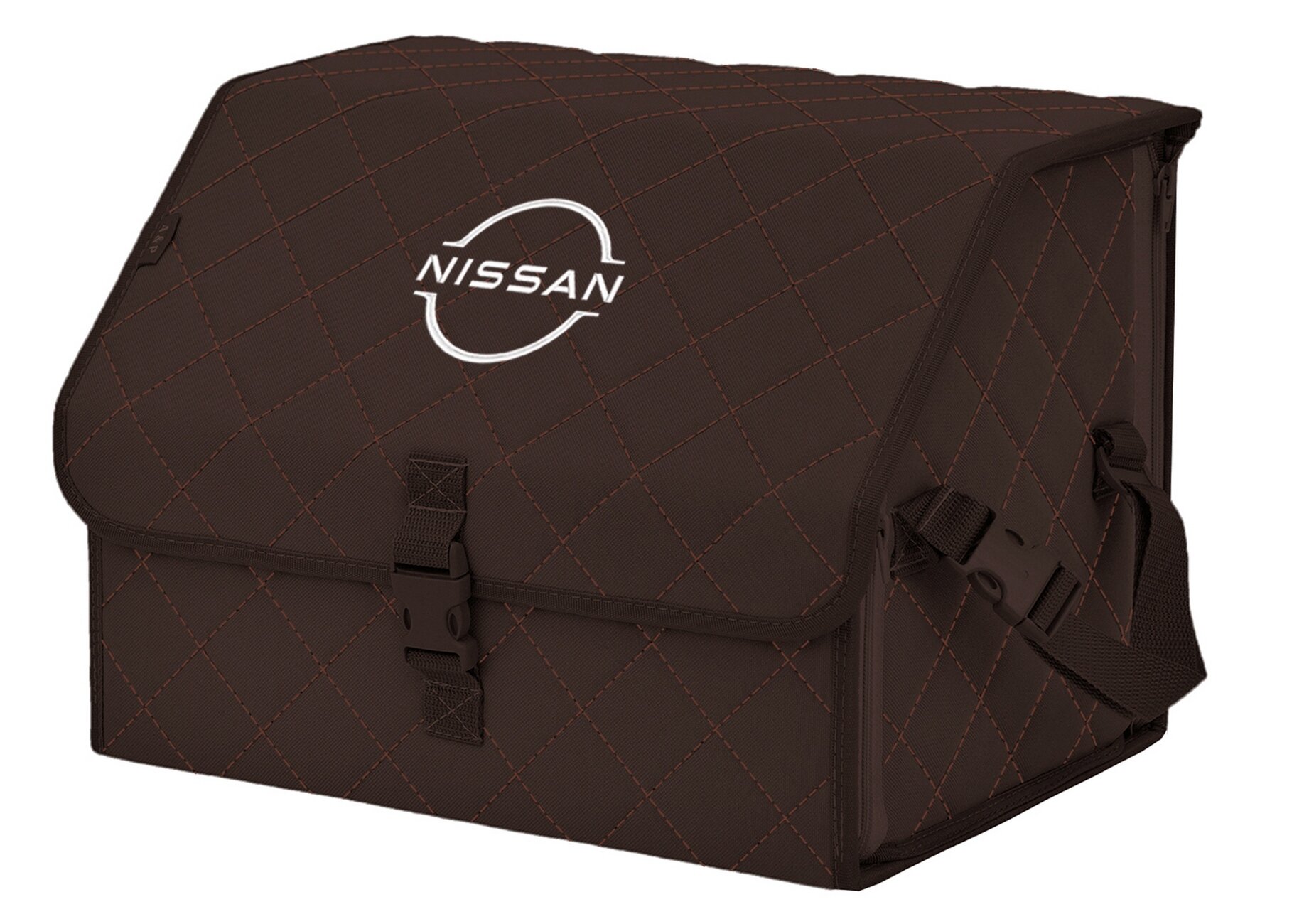 Органайзер-саквояж "Союз" в багажник Nissan (Ниссан), размер M. Цвет: коричневый с коричневой прострочкой Ромб.