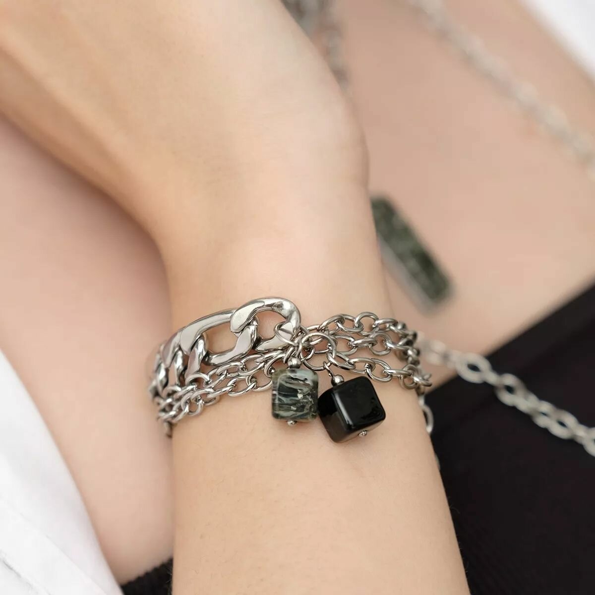 Браслет-цепочка, муранское стекло, стекло