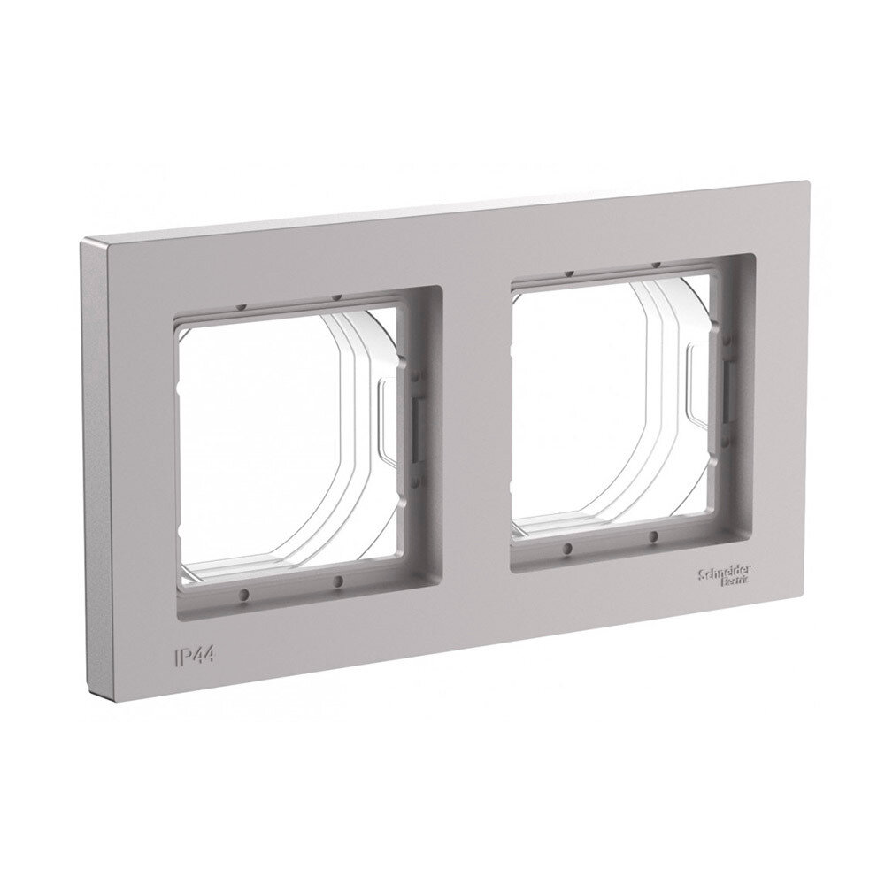 Рамка Systeme Electric AtlasDesign Aqua двухместная алюминий (ATN440302)