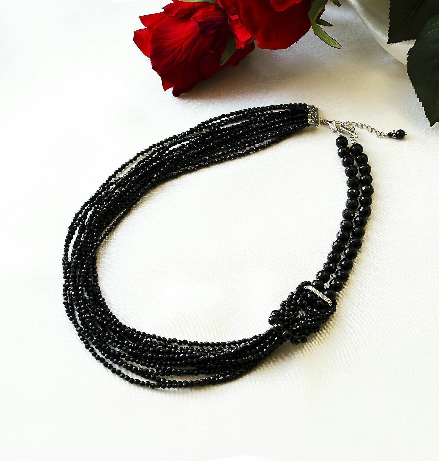 Колье, оникс, агат