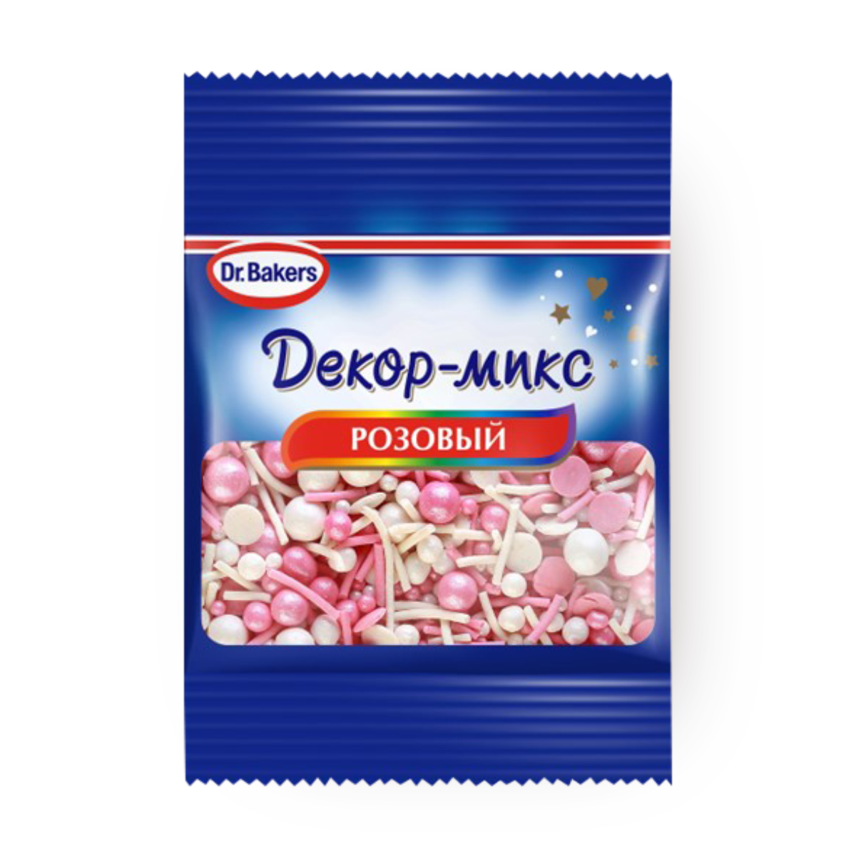 Посыпка кондитерская Dr. Bakers "Декор-Микс Розовый", белый/розовый, 10 г