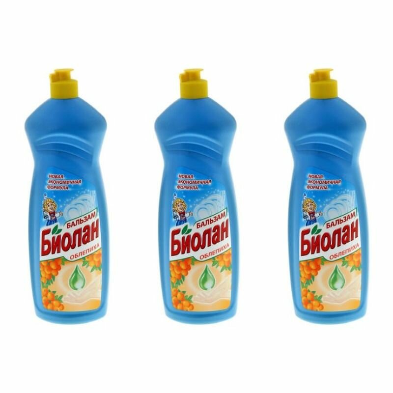 Биолан Средство для мытья посуды Бальзам Облепиха, 900 г, 3шт