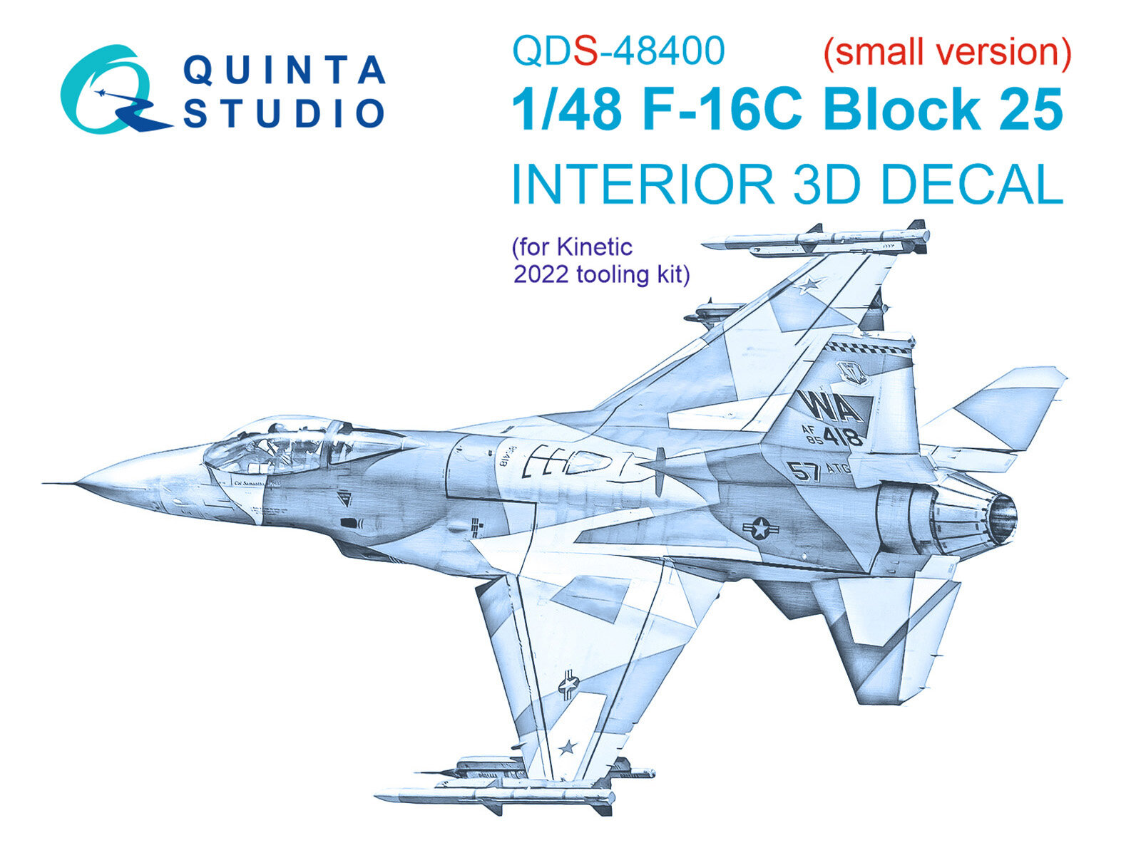 QDS-48400 3D Декаль интерьера кабины F-16C block 25 (Kinetic 2022г. разработки) (Малая версия)