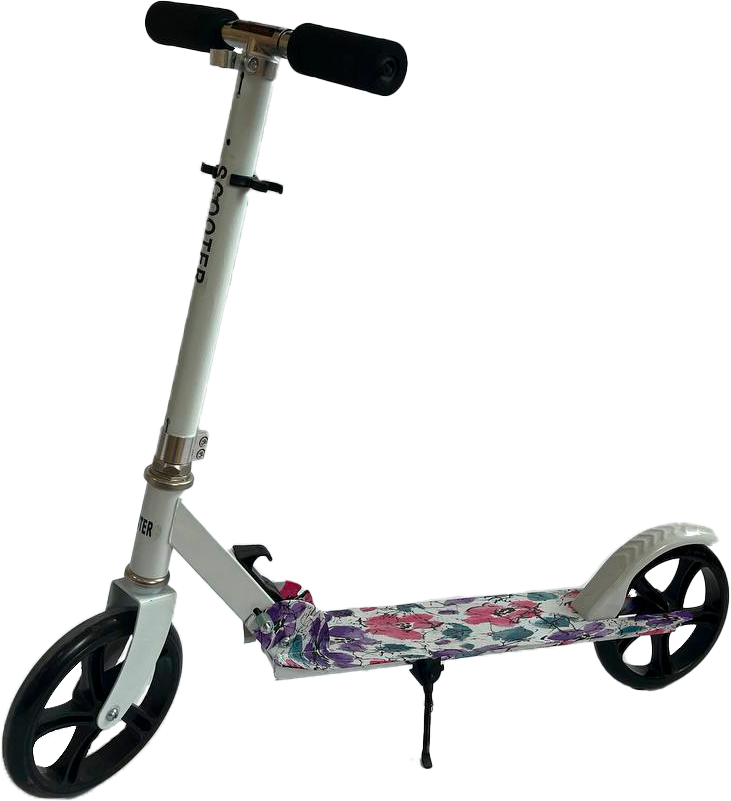 Самокат городской с подножкой/ Двухколесный, складной/белый