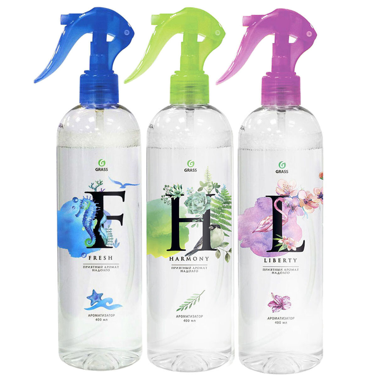 Набор освежителей воздуха Grass 3 флакона Fresh, Harmony, Liberty