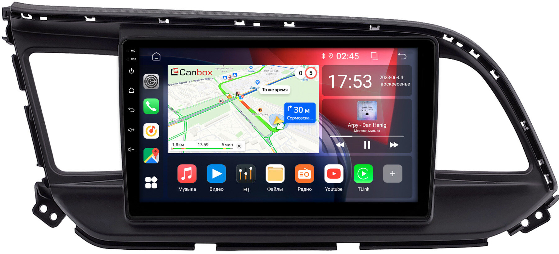 Штатная магнитола Canbox GTR9-9207 для Hyundai Elantra 6 (AD) 2018-2020 (черная) на Android 10 (IPS, DSP, CarPlay)