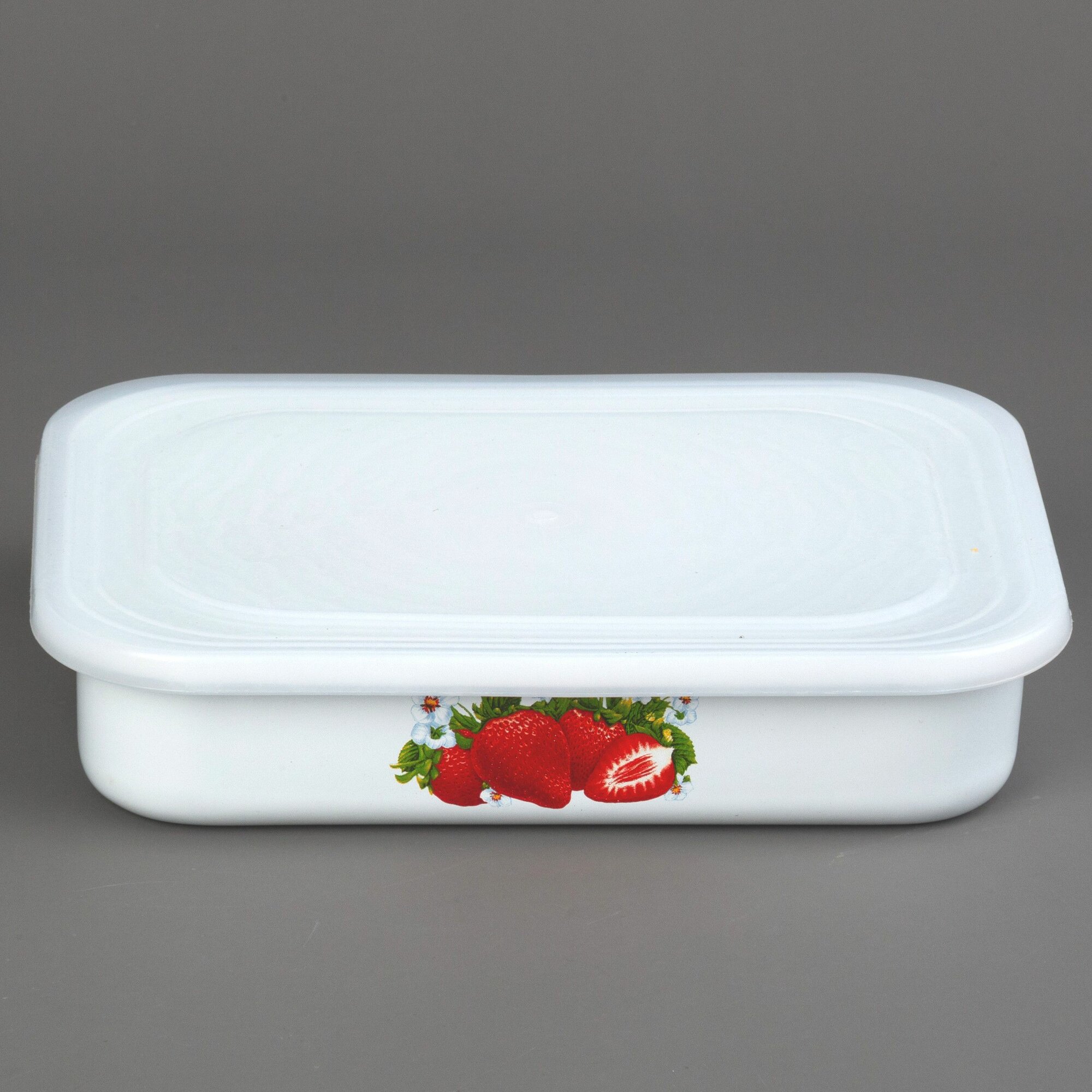 Лоток, судок эмалированный 1,5 литра с рисунком для холодца, емкость для заливного