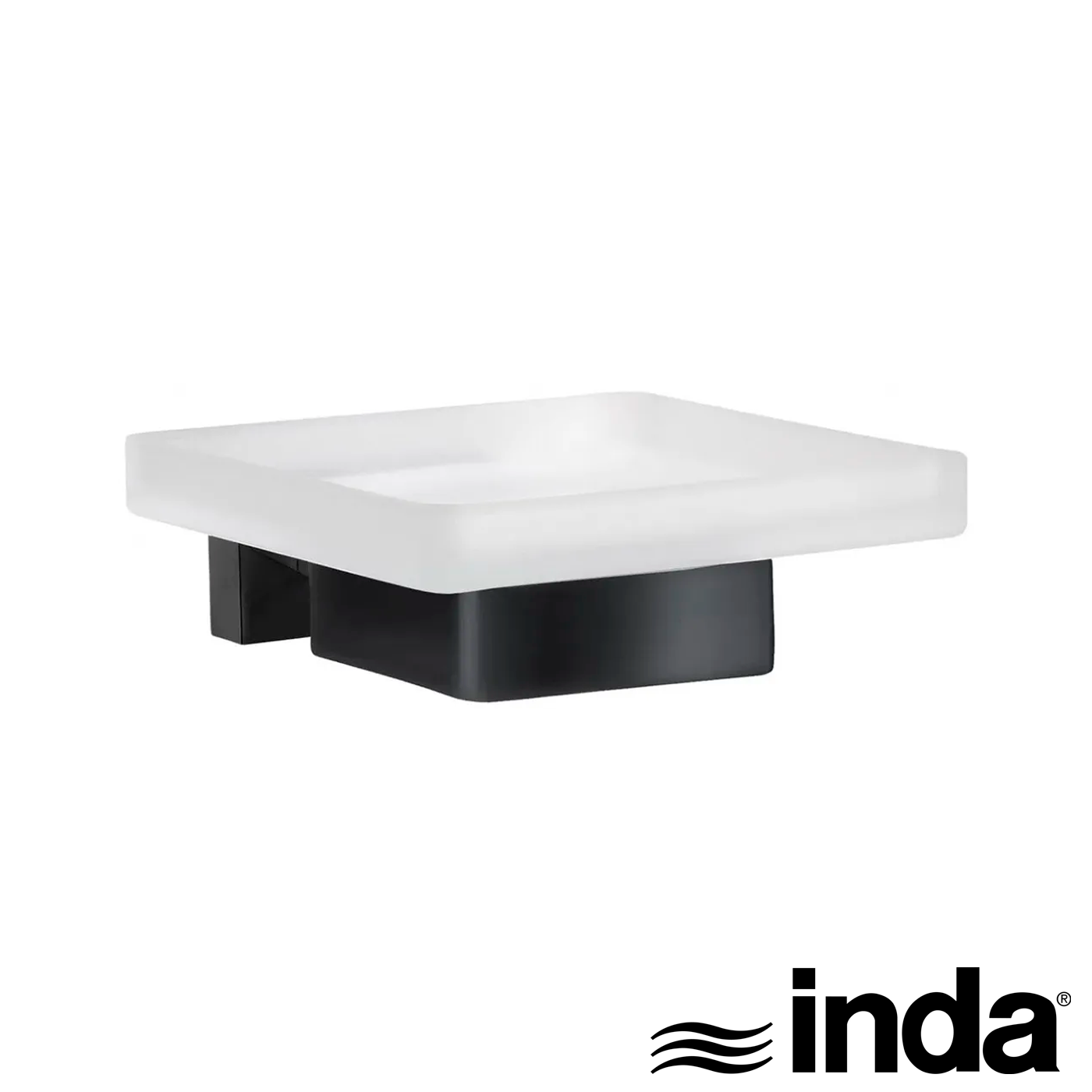 Мыльница INDA LEA A18110NE21, настенная, цвет держателя черный матовый, чашка матовое стекло