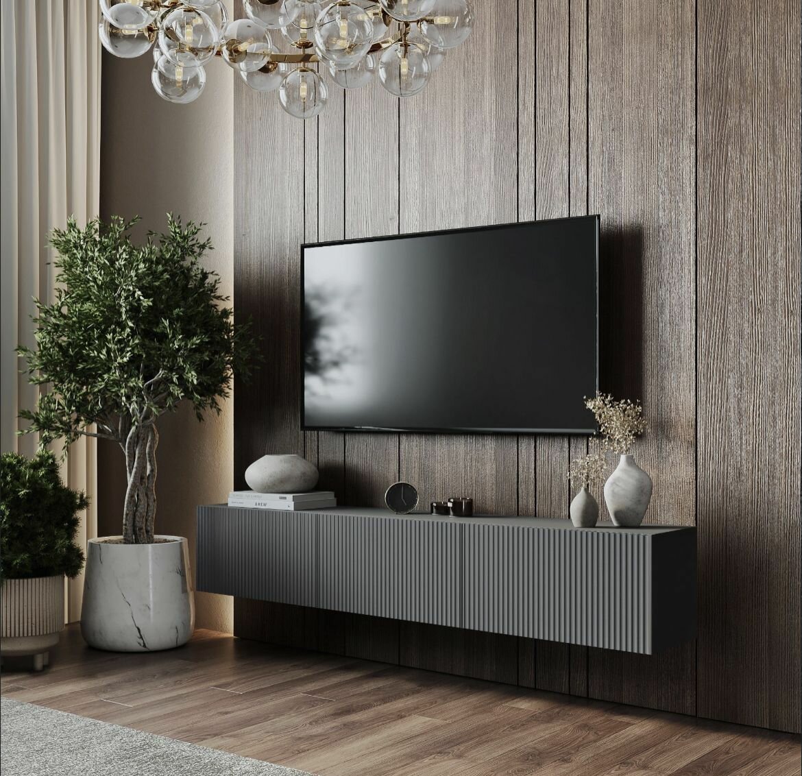 Тв тумба 2.4 метра. Графит