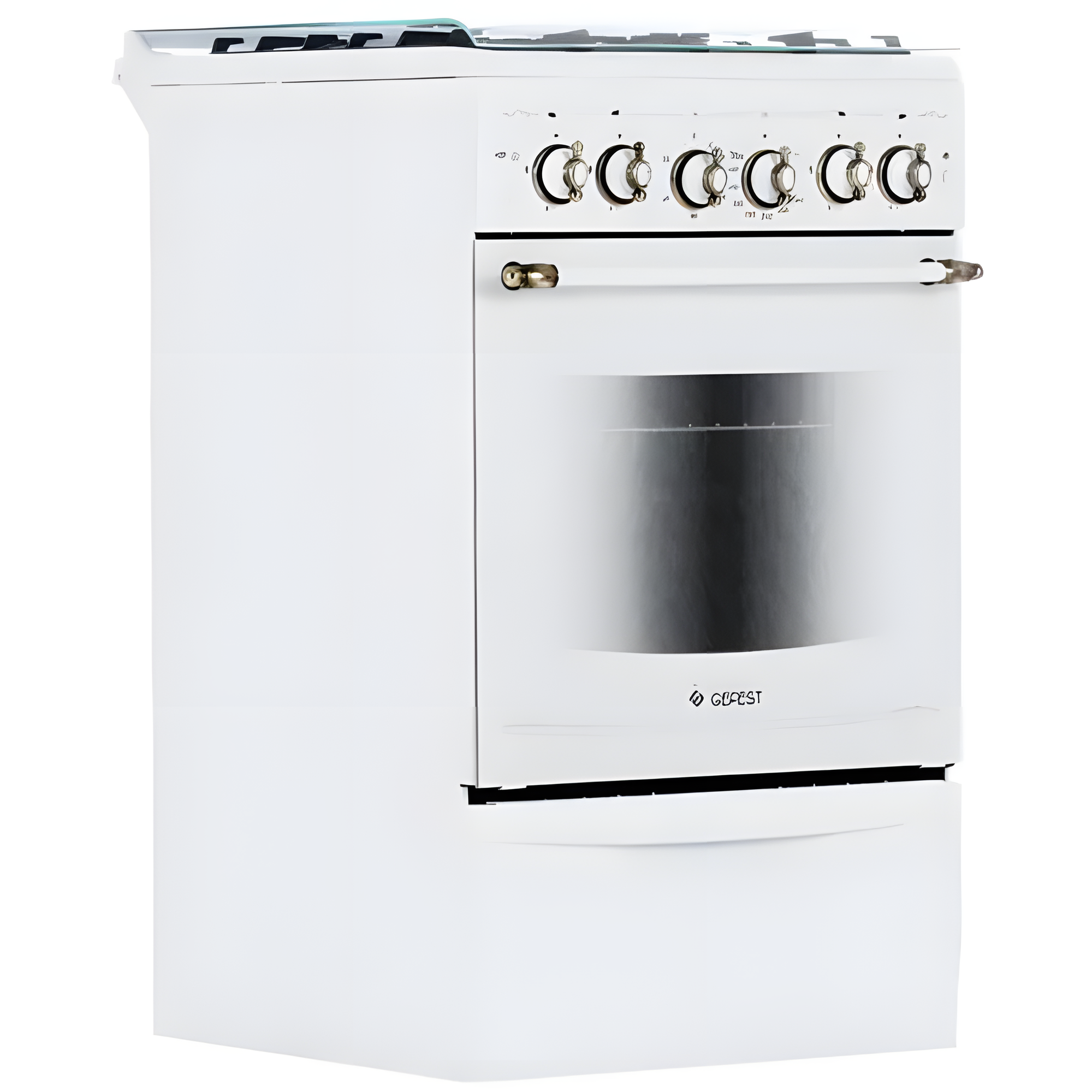 Плита Газовая Gefest ПГ 5100-02 0181 белый/рисунок "ретро" (стеклянная крышка) решетка чугун