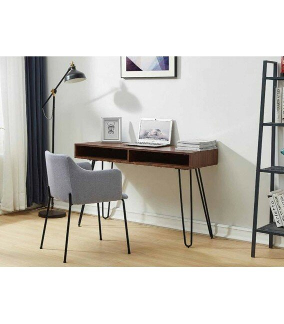 Стол письменный D-003 орех/матовый черный