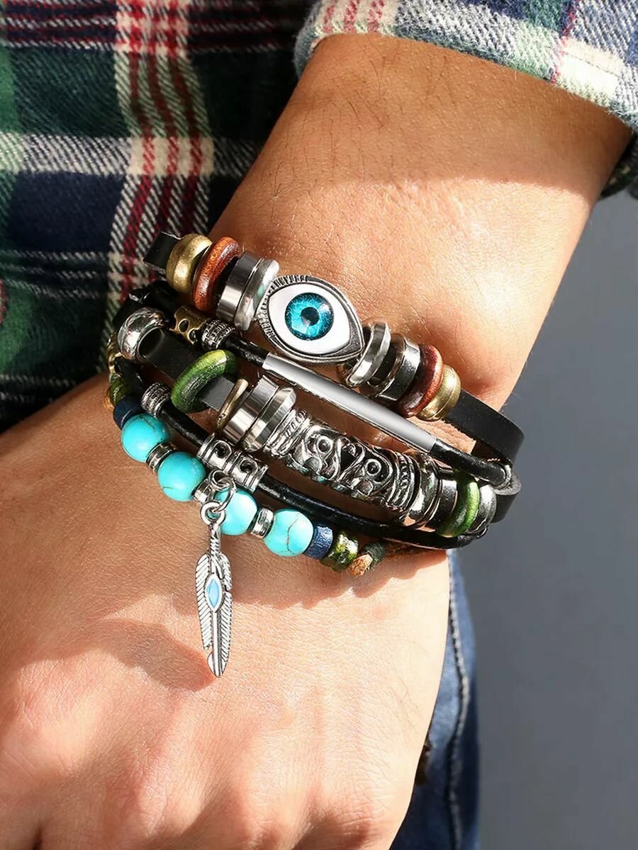 Браслет, металл, пластик, бирюза синтетическая