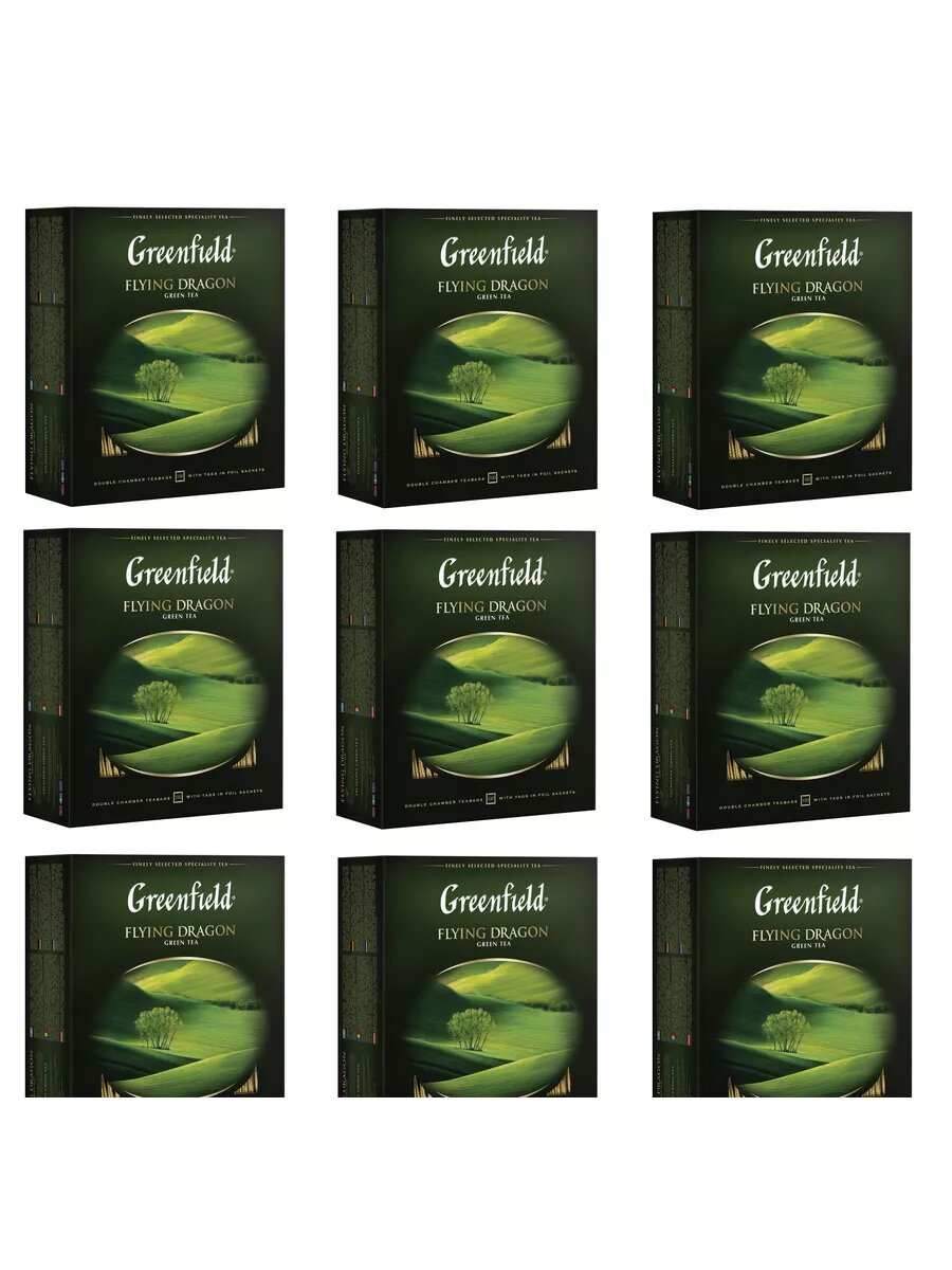 Greenfield. Чай зеленый Flying Dragon, 100пак 9шт(упаковка)