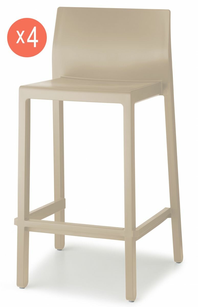 Комплект из 4-х полубарных стульев со спинкой для кухни Scab Design Kate, высота сиденья 65 см, цвет тортора