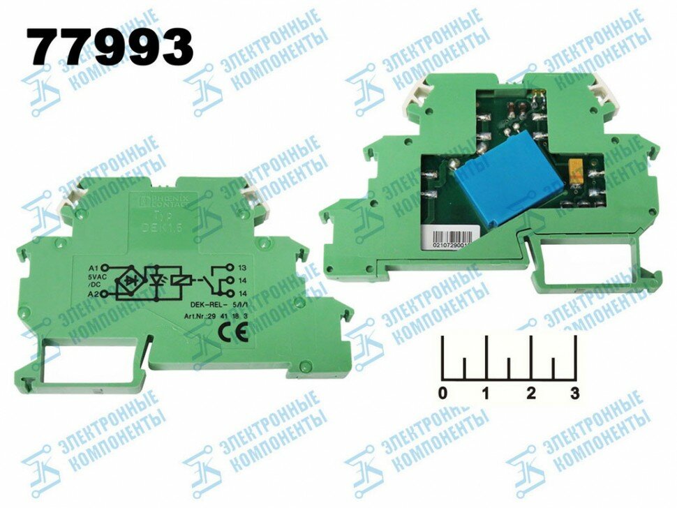 Релейный модуль 5VAC/DC DEK-REL-5/I/1 на DIN-рейку