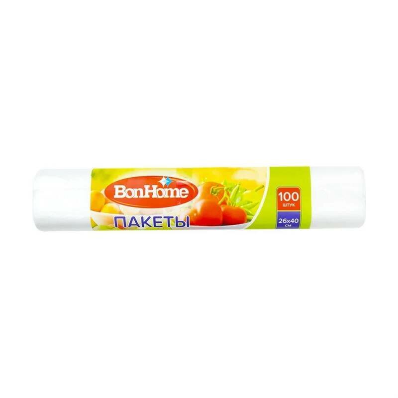 Пакеты для хранения BonHome, для заморозки продуктов, 26x40 см, 100 штук, 3 рулона