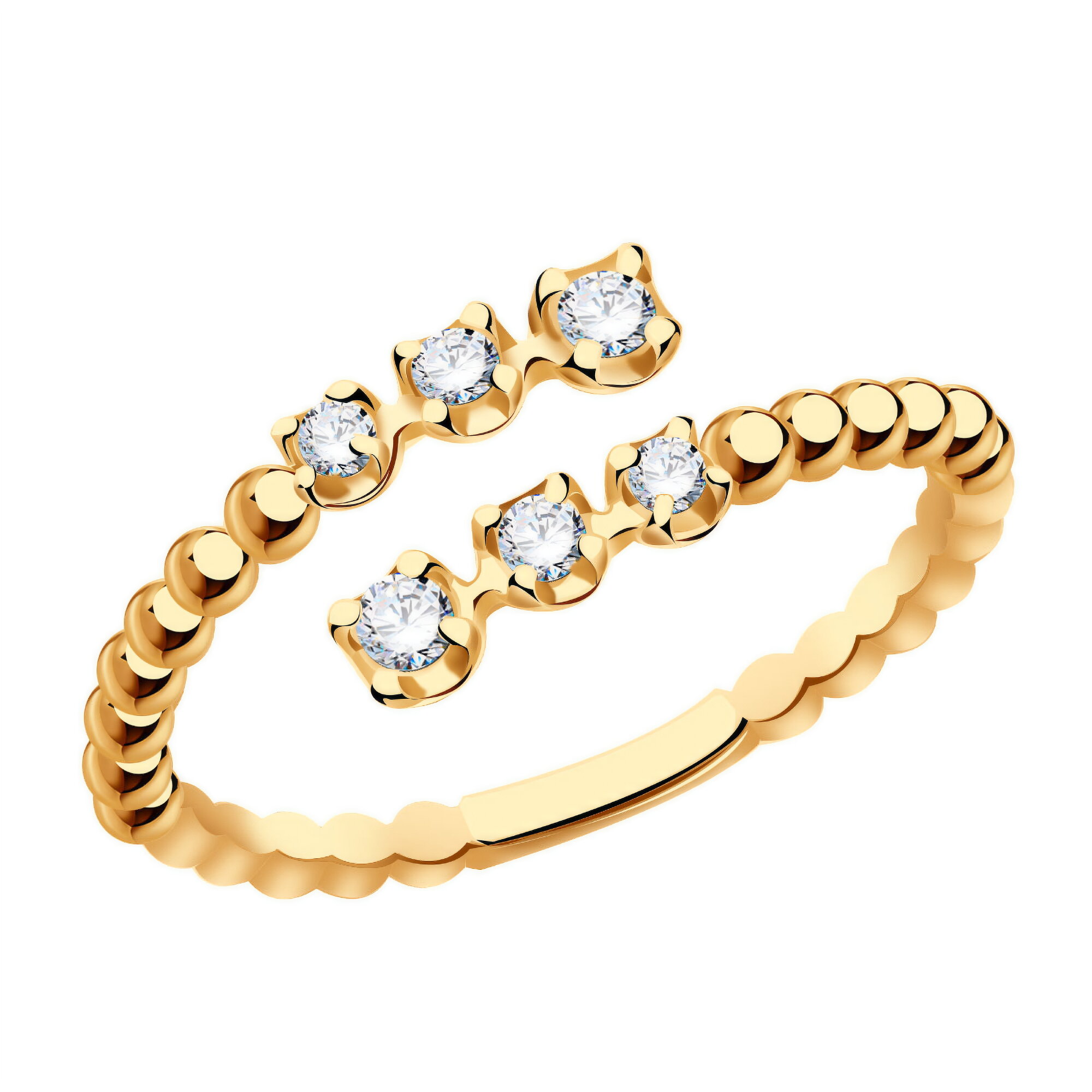 Кольцо дорожка, красное золото, 585 проба, фианит