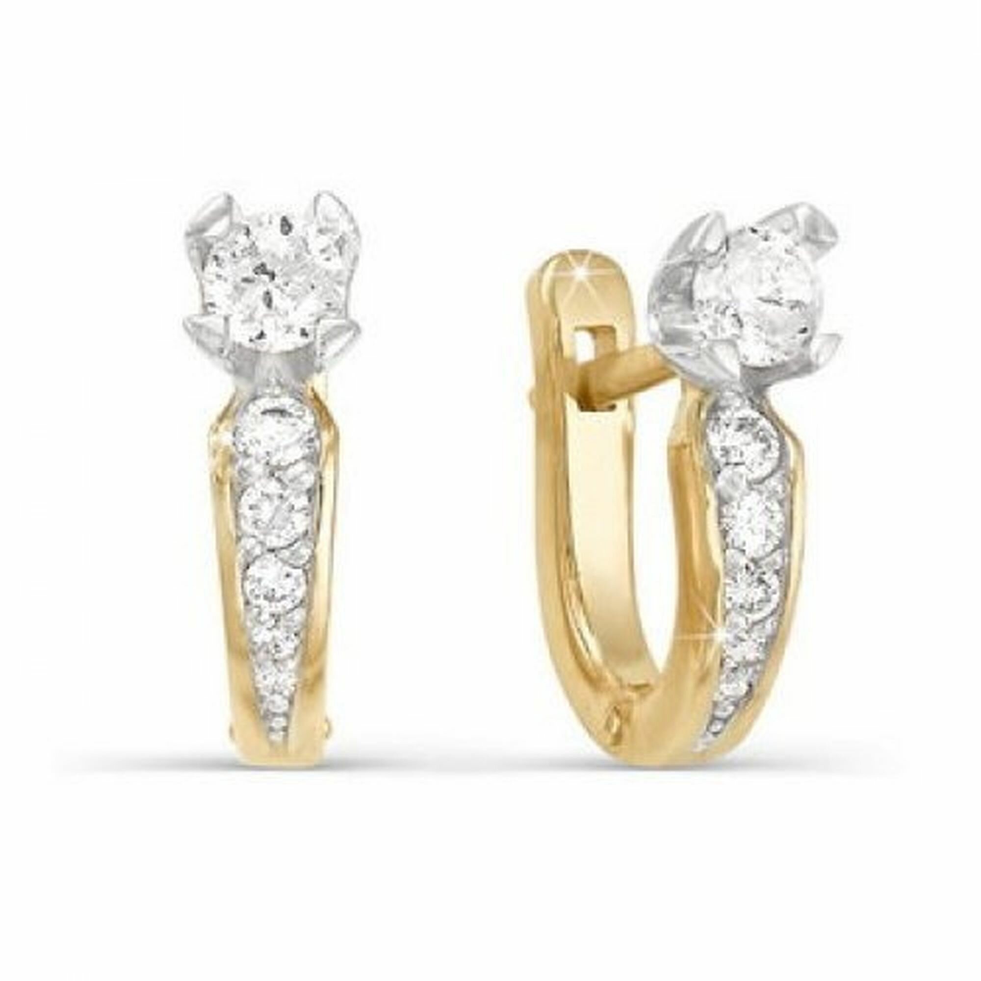 Серьги, красное золото, 585 проба, бриллиант