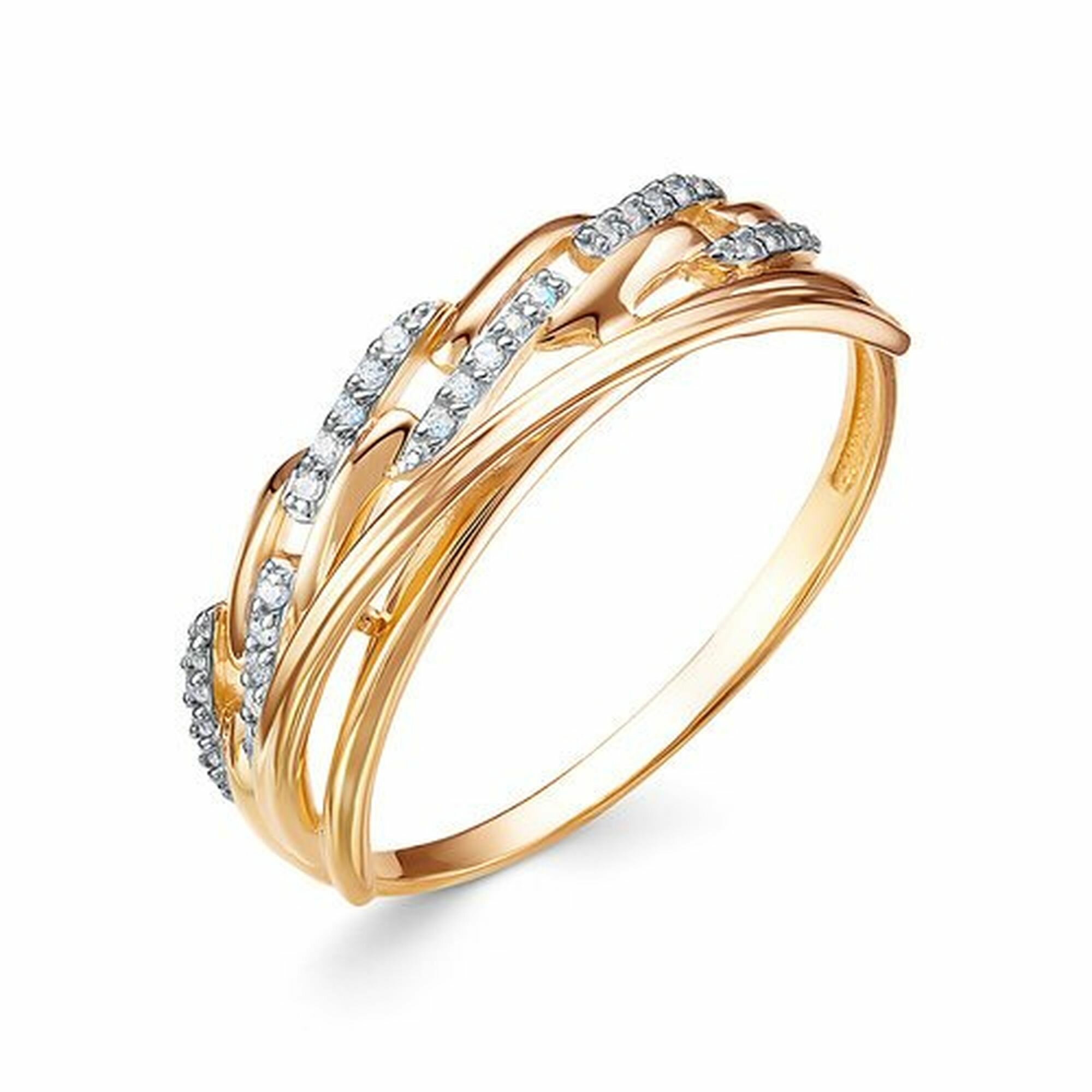 Кольцо, красное золото, 585 проба, фианит