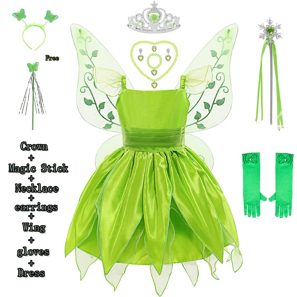 Хэллоуин, костюм тинбурга для девочек, Цветочная фея, костюмы для косплея, детский карнавал, зеленое платье принцессы, детский подарок на день рождения