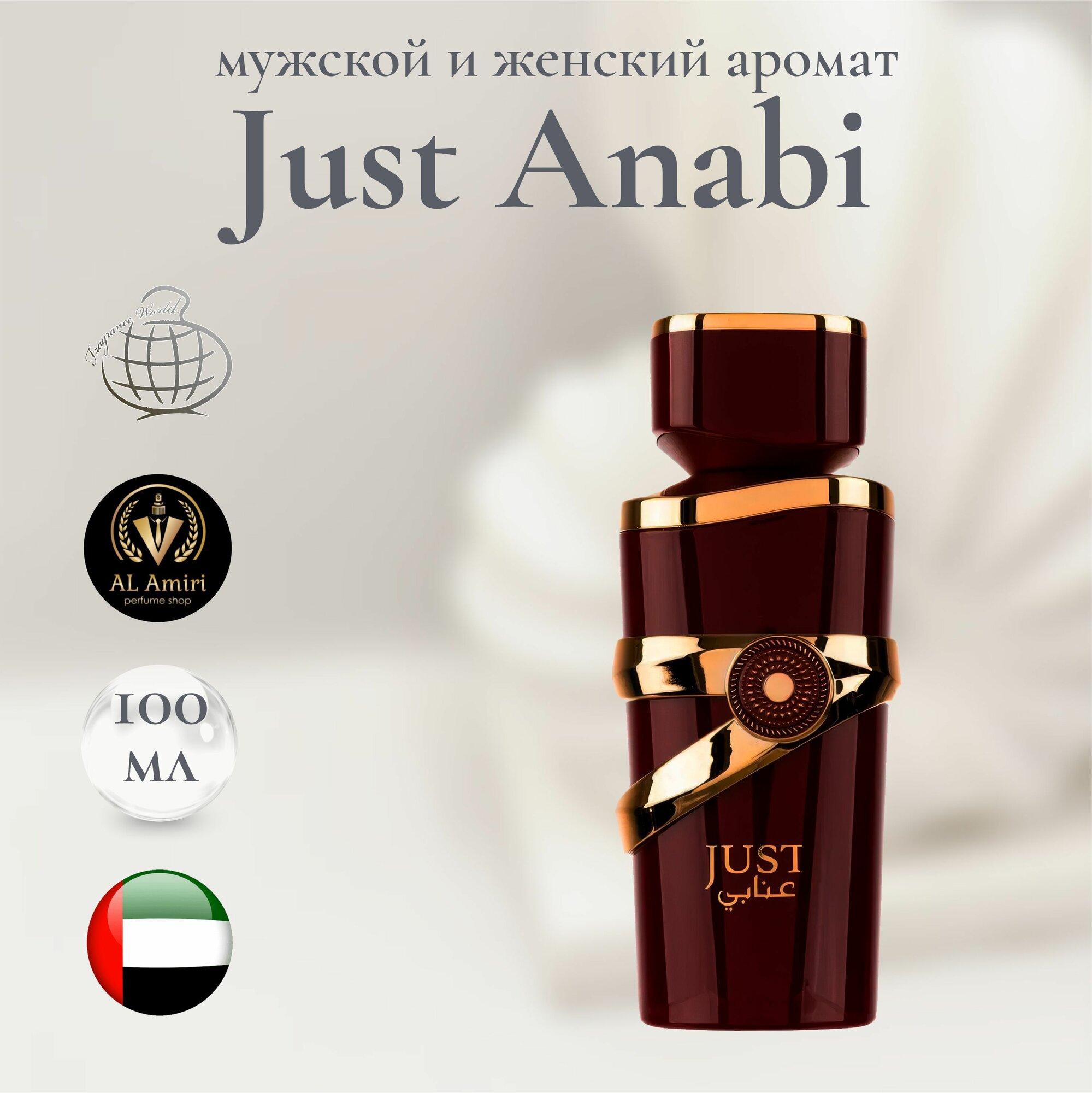 Парфюмерная вода унисекс Just Anabi, Fragrance World, 100 мл