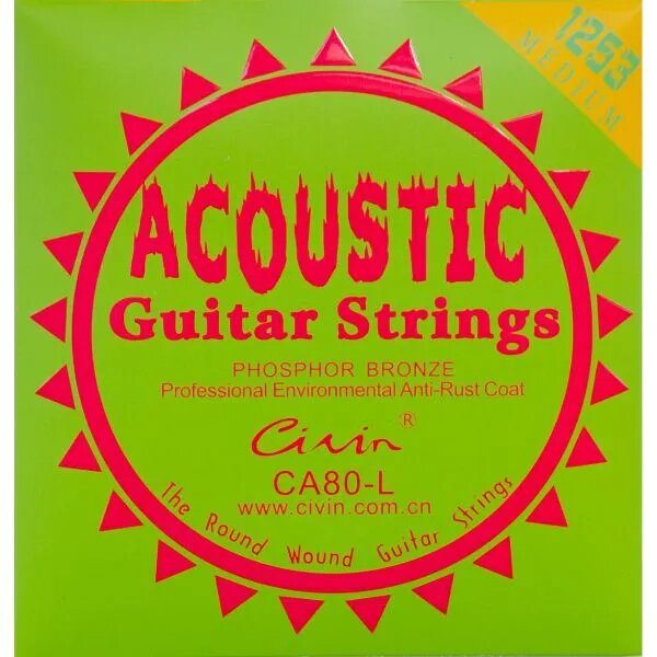 Струны Civin для акустической гитары, фосфорная бронза с нано-покрытием, 12-53