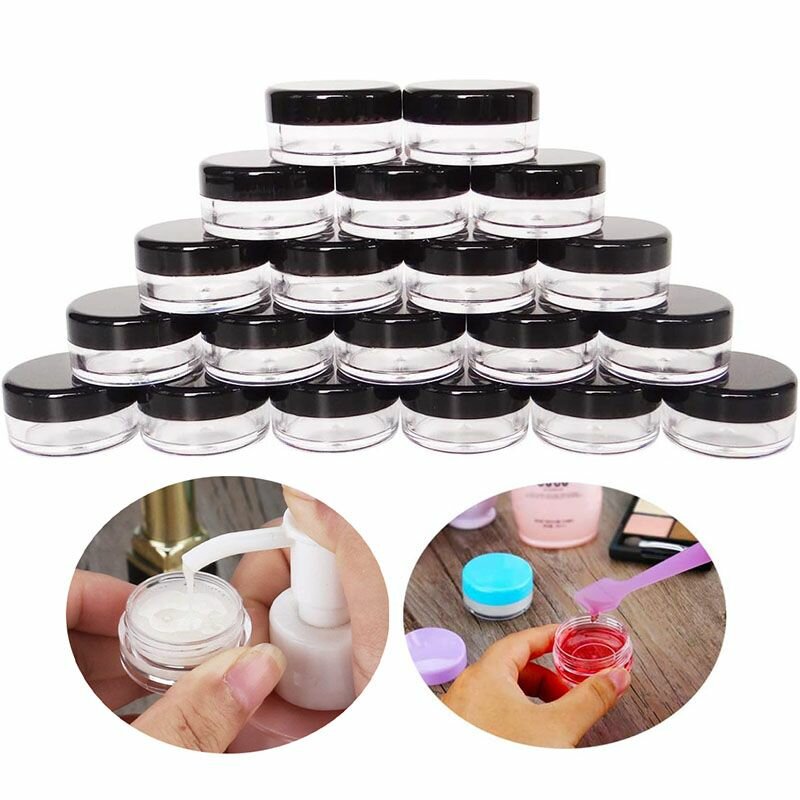 Черные баночки для косметики 5 мл 20 шт универсальные для пробников страз бисера пайеток и мелкого декора