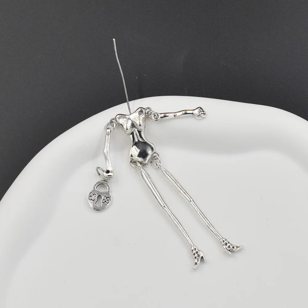 Серебряное ожерелье с фигуркой скелета, 5 шт