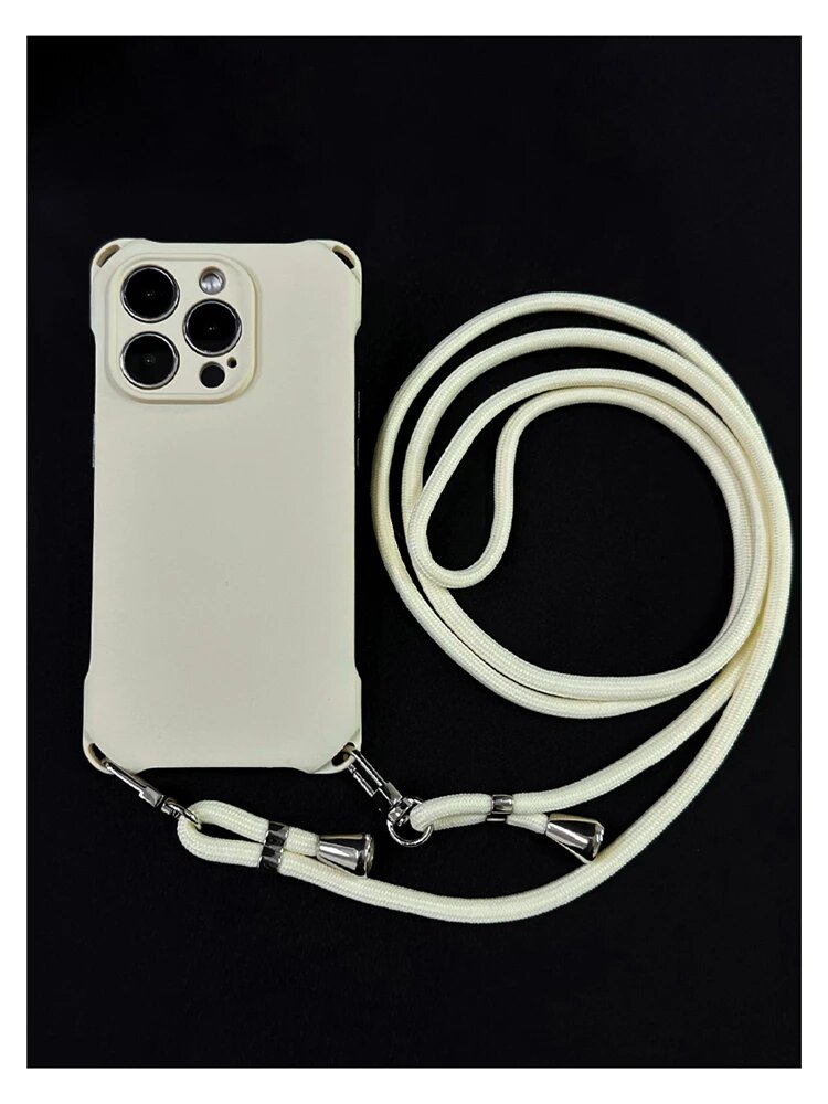 Чехол для телефона с ожерельем через плечо, веревочным ремешком и Белый, White, For iPhone 15 ProMax