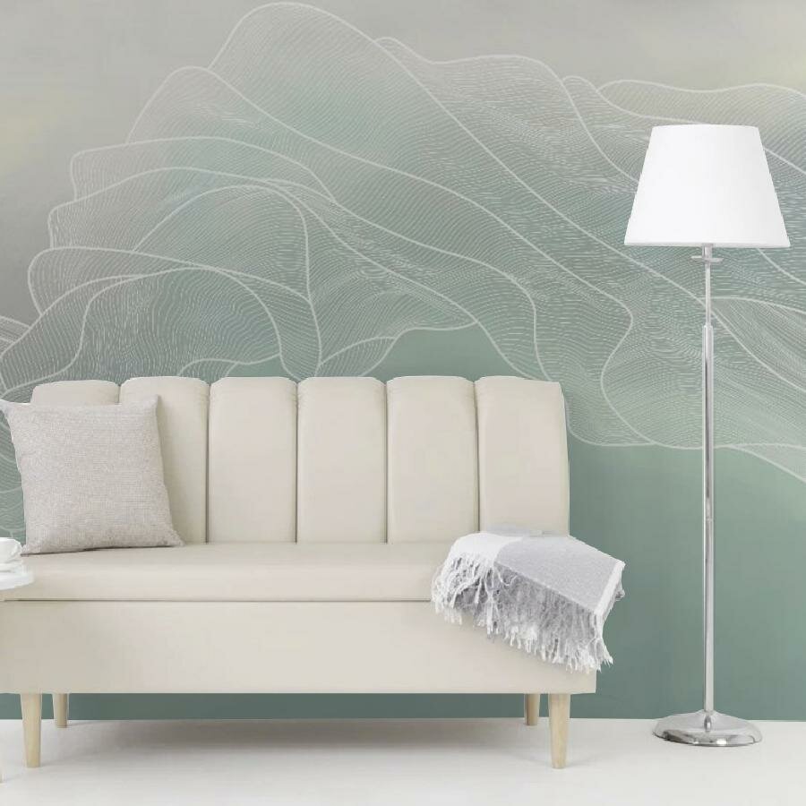 Фотообои Линии белые на фисташковом фоне 14-946-L-Флок 270 x 400 см (ВхШ) Бесшовные, флизелиновые, влагостойкие обои