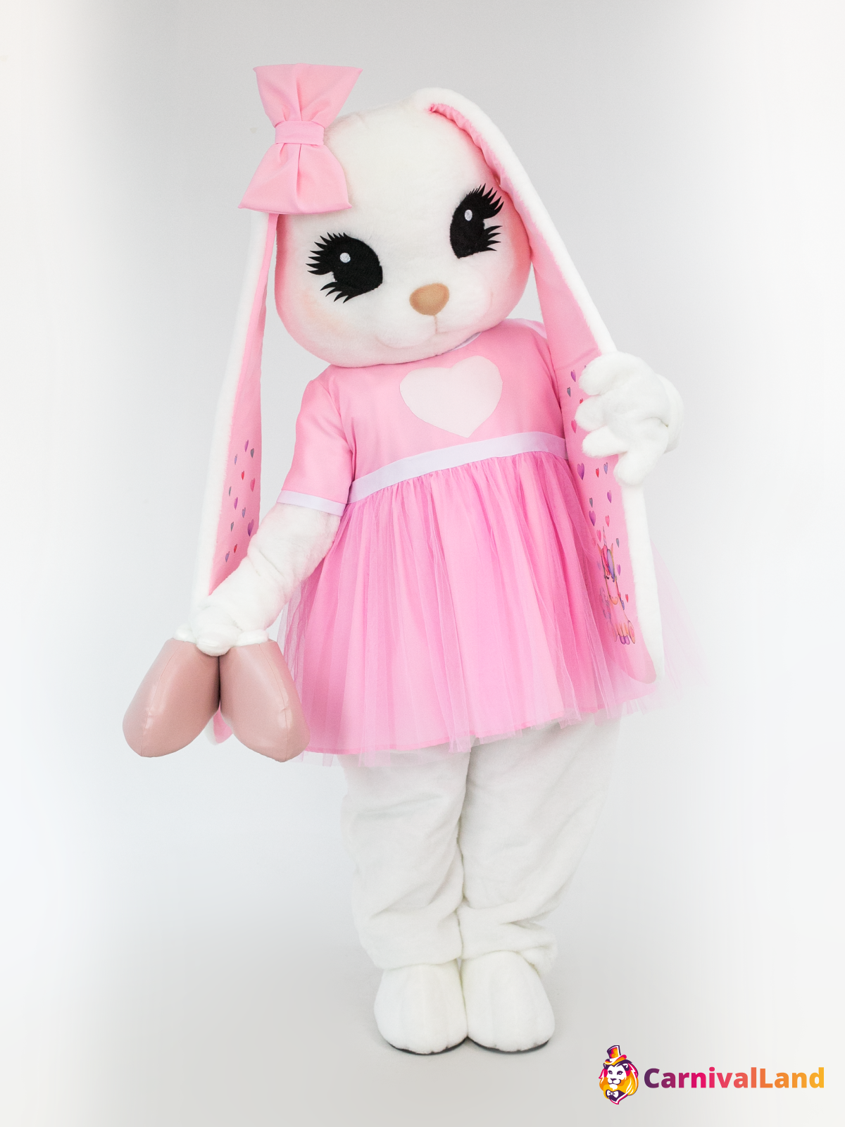 Ростовая кукла Зайка Лолли белая в платье Милашка р. 44-52 с накладками, Карнавальный костюм взрослый