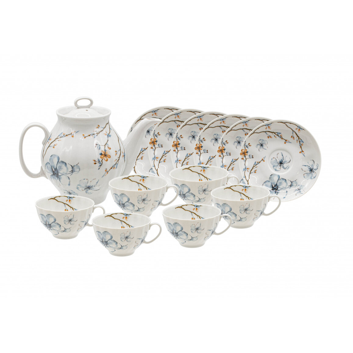 Сервиз чайный фарфоровый ф. Белый лебедь "Мгновения весны" 13 предметов