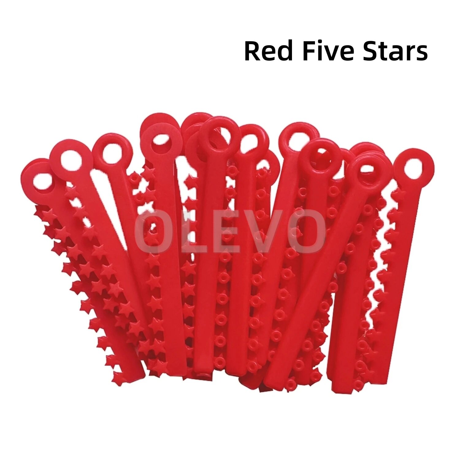 Ортодонтические лигатурные стяжки Olevo, резиновые, разноцветные Red Five Stars
