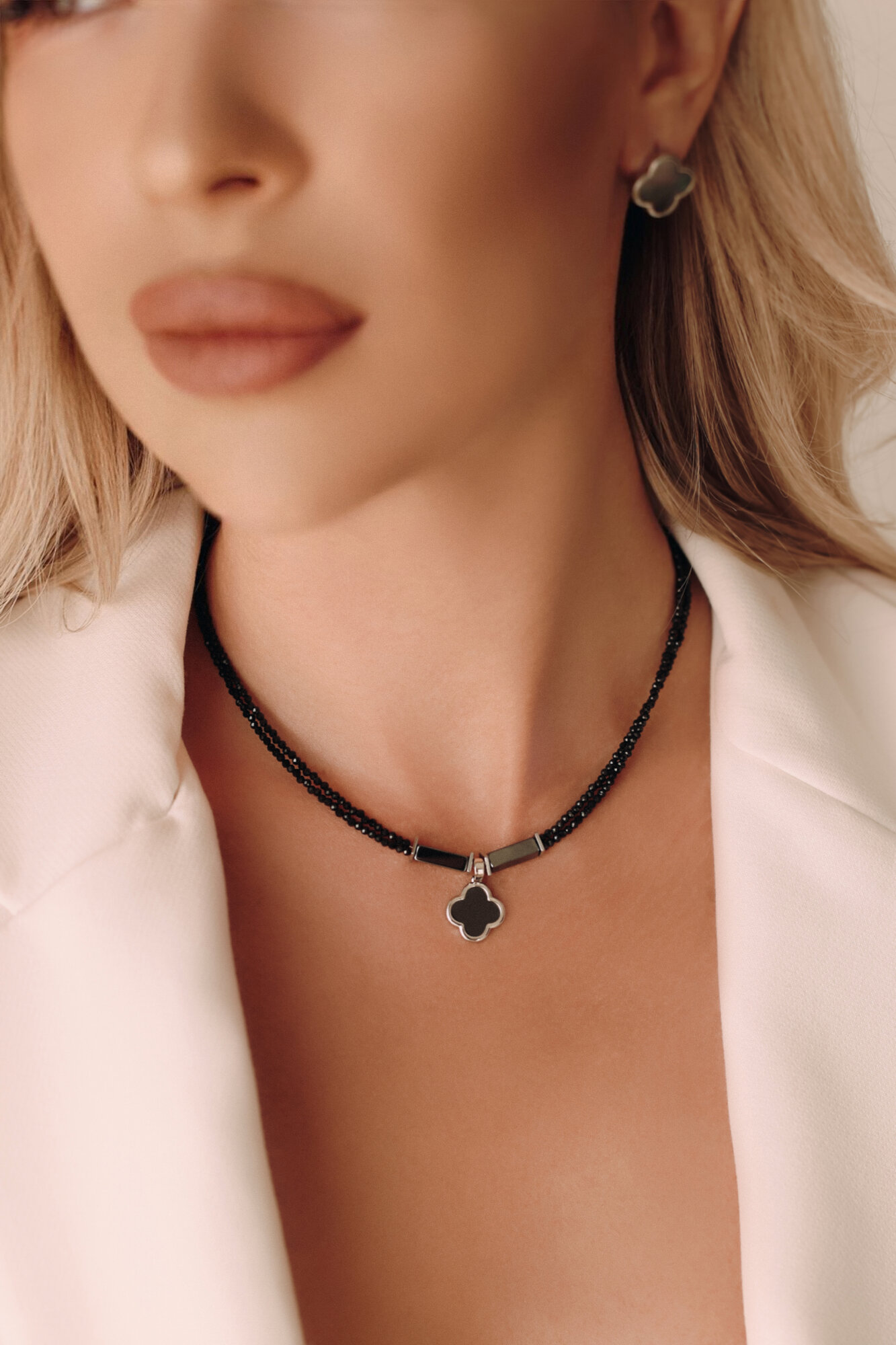 Колье, гематит, шпинель, агат