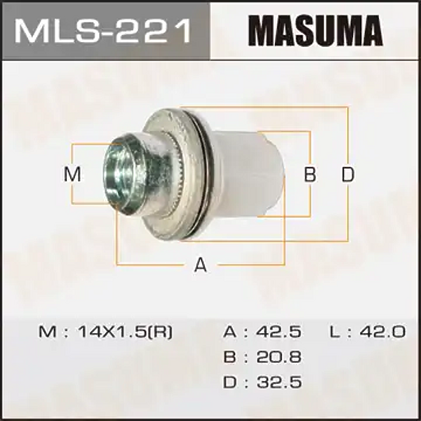 MASUMA MLS-221 (402241LA2A / 402241LA2B / 402241LA3A) гайка колеcная m14x1.5\ Nissan (Ниссан) Patrol (Патрол) 10-14, Infiniti