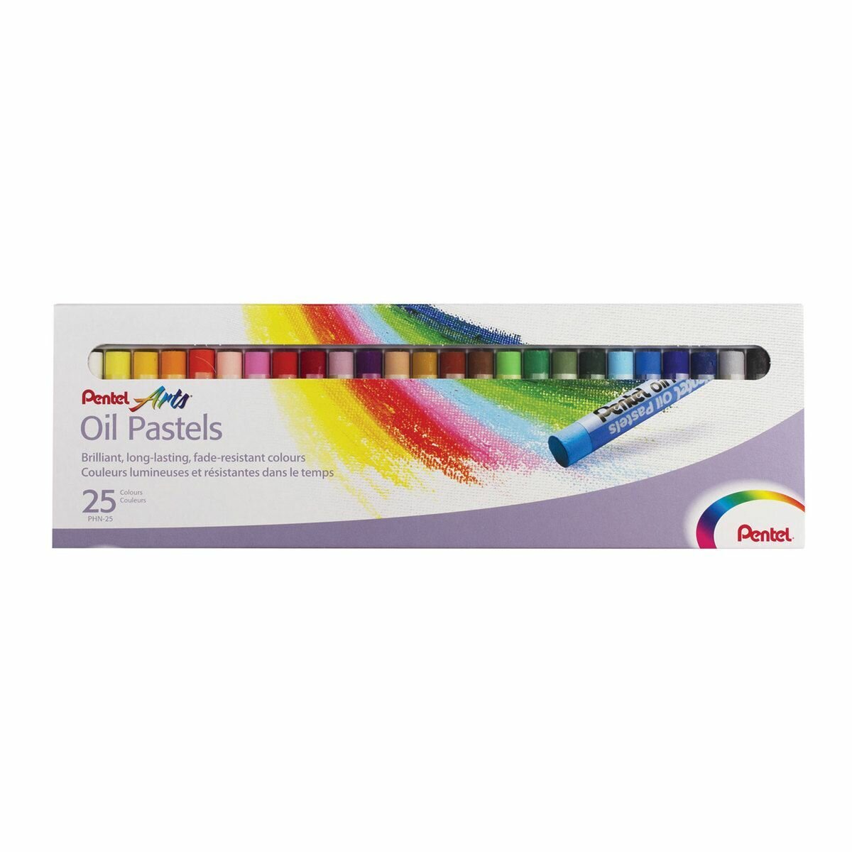 Пастель масляная художественная Pentel "Oil Pastels", 25 цветов, круглое сечение (PHN4-25)