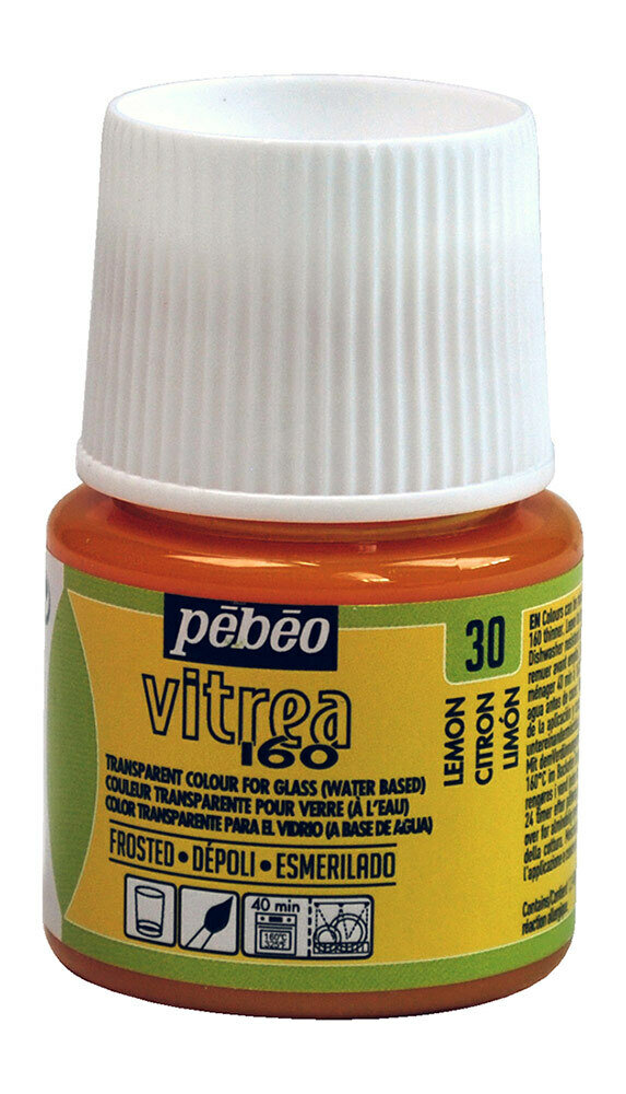 Краска по стеклу Pebeo матовая, под обжиг, Vitrea 160, 45 мл, лимонный