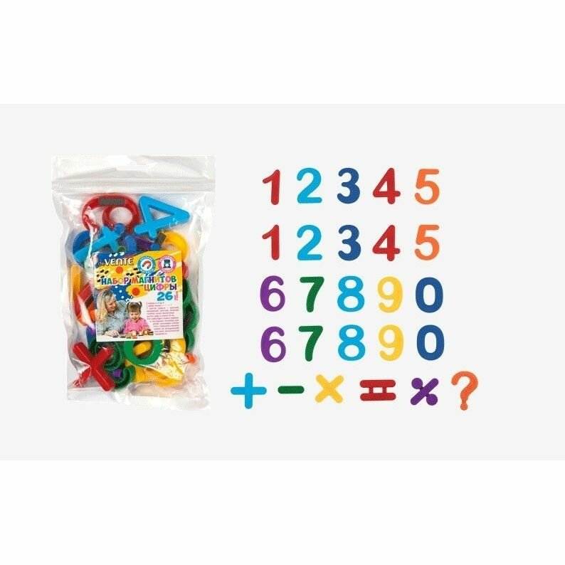 Магнит deVENTE пластиковый, наборные цифры 26 шт 7 цветов радуги (8071909)