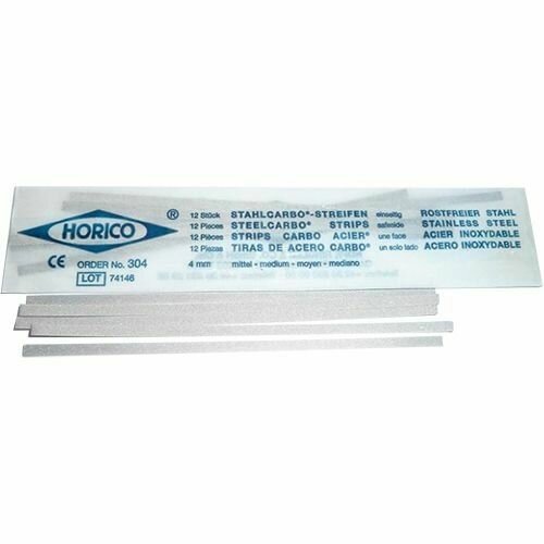 Штрипсы металлические 12 шт. HORICO М 304 (medium) средняя зернистость 4 мм, длина 150 мм, толщина 0,1 мм.