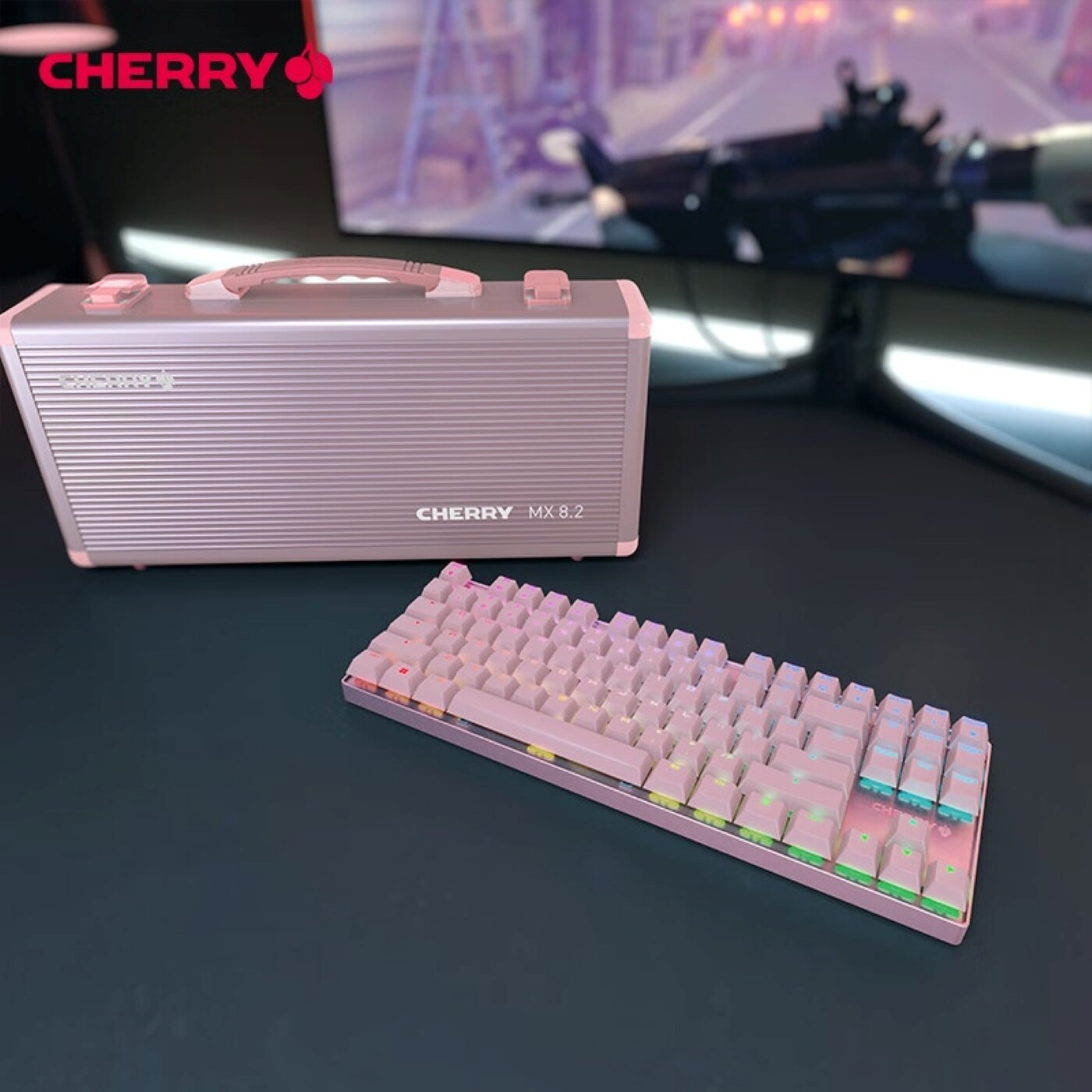 Беспроводная клавиатура CHERRY MX 8.2 87 клавиатура TKL трехрежимная механическая клавиатура RGB alloy pink red axis