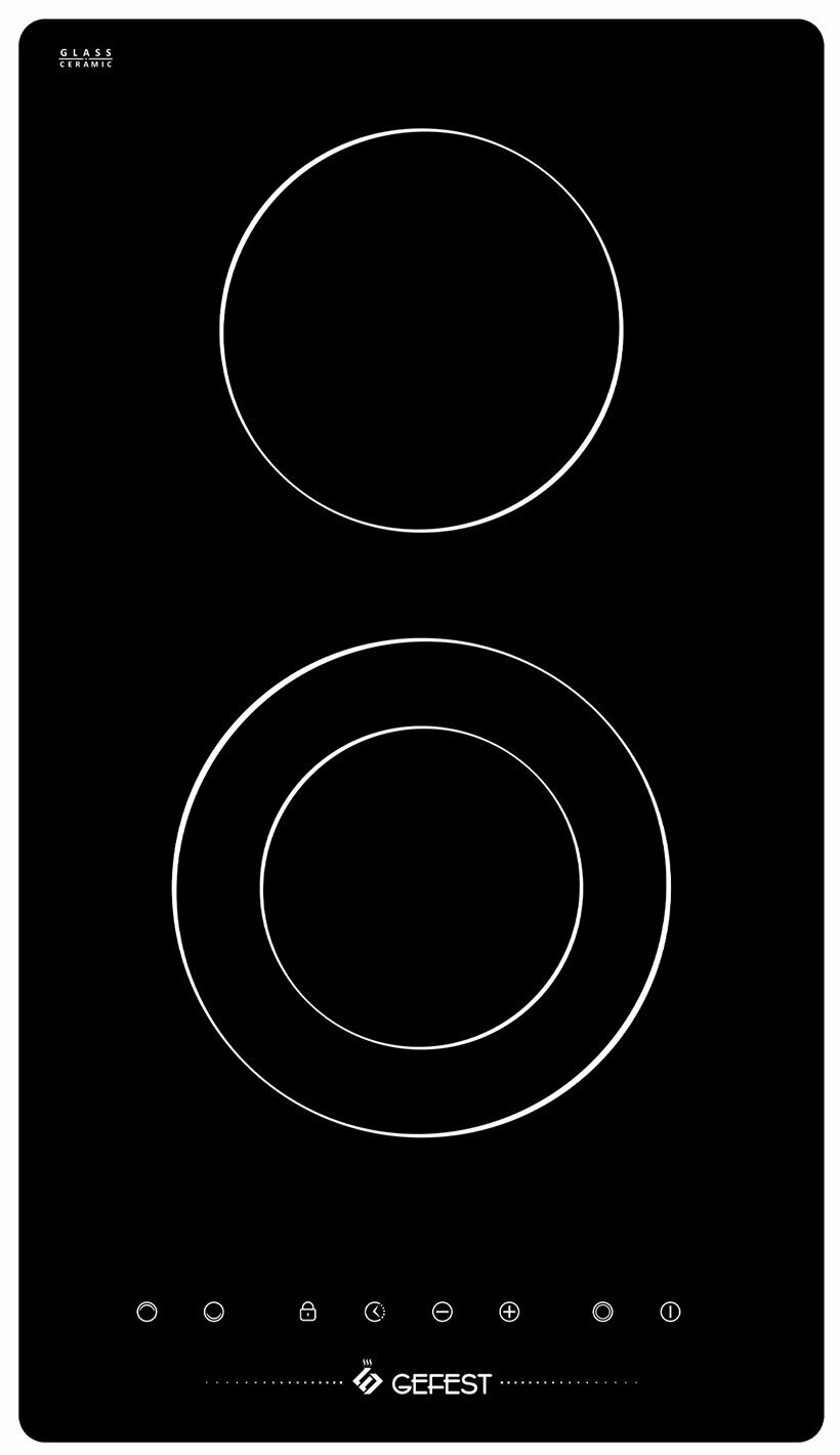 Электрическая варочная панель Gefest ПВЭ 4002 К5 30 см, 2 конфорки стеклокерамика, черный