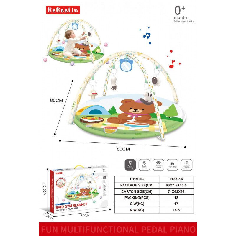 Игровой коврик, для новорожденных, тактильные погремушки, съёмные игрушки
