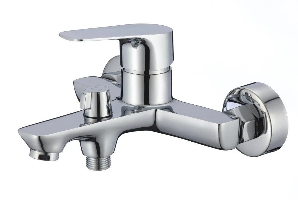 Смеситель для ванны с душем Olive'S Tieso 26201TS с душевым гарнитуром, настенный, однорычажный, хром, глянцевый, латунный, с керамическим картриджем