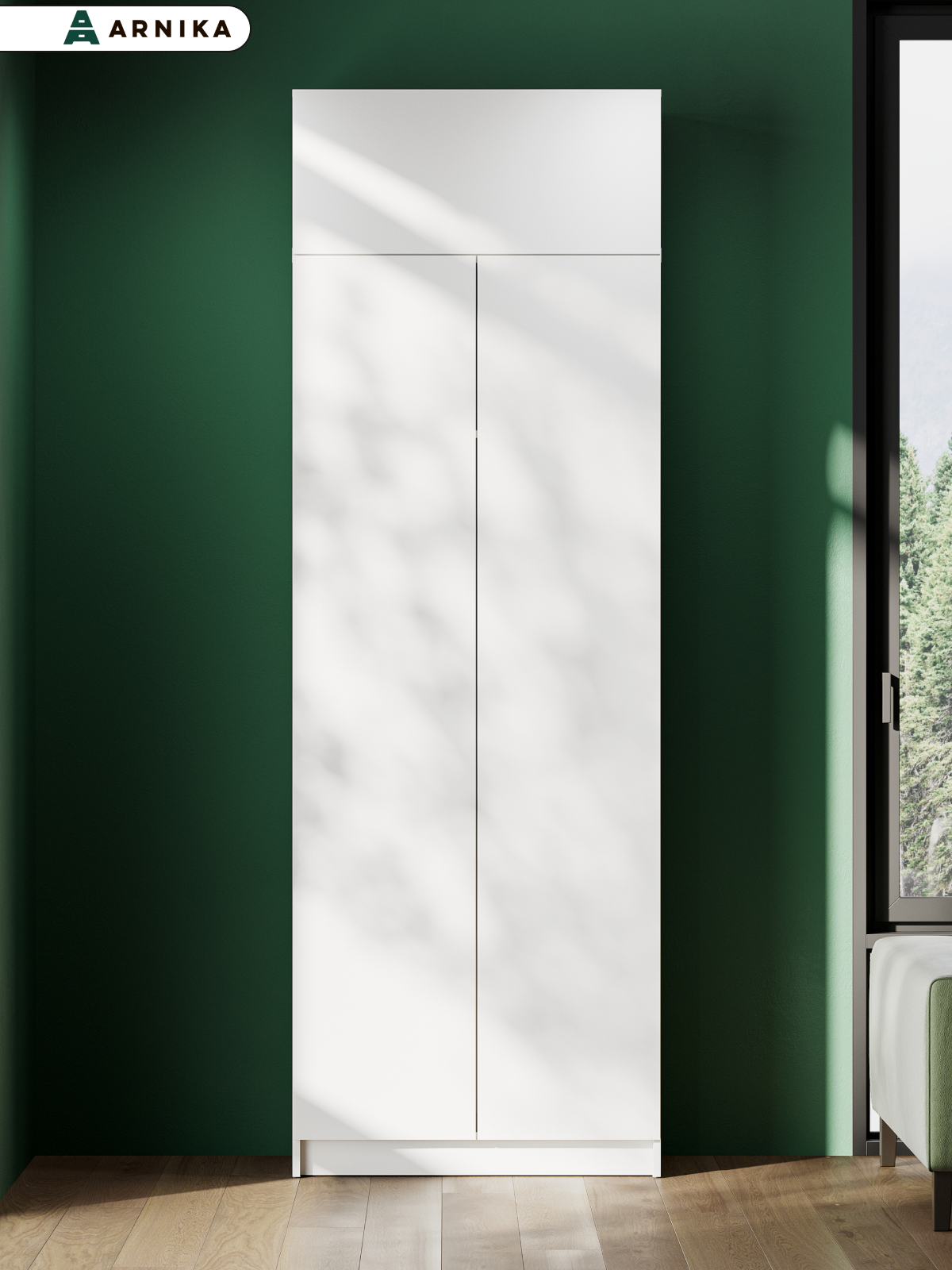 ARNIKA Шкаф распашной для одежды с антресолью, 160х38х200см, белый