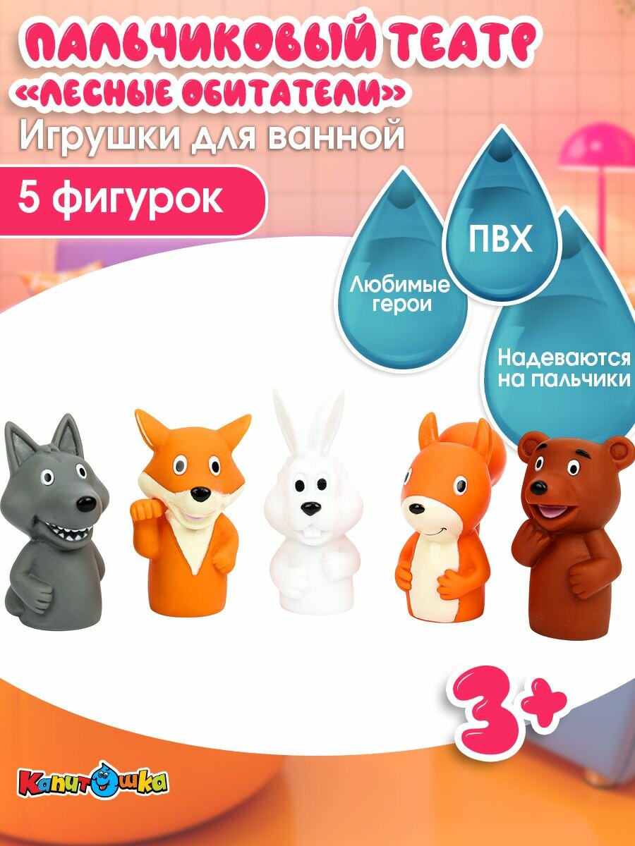 Игрушка для ванной пальчиковый театр Лесные обитатели, капитошка